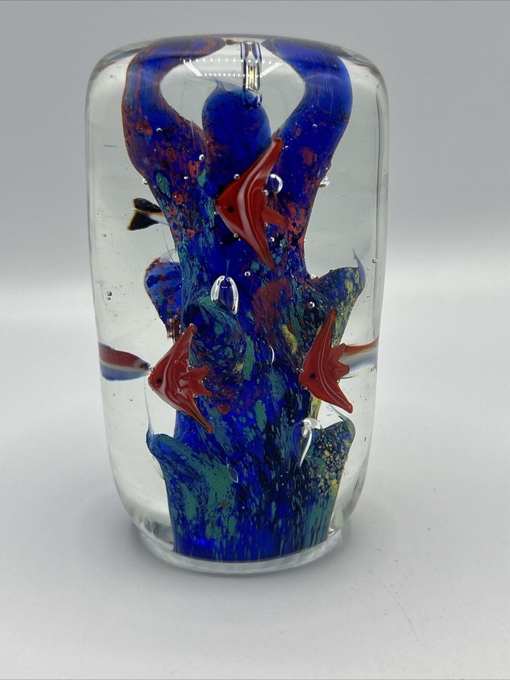 Vtg Hand Blown Large Glass Aquarium Fish Tank Paperweight 4.5" | eBay
