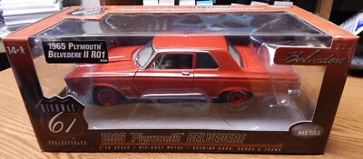 HIGHWAY 61 1965 PLYMOUTH BELVEDERE II RO1 RED COLOR 1/18 NIB RARE LQQK ...