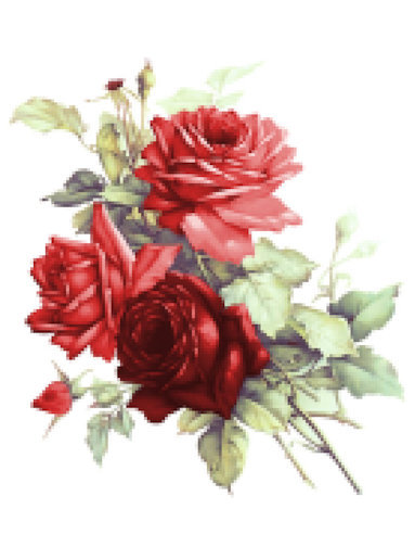 Vintage Image Victorian Shabby Red Cabbage Roses Furniture Transfer ...