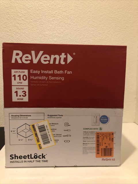 Revent Rvl110 CFM Easy Installation Bathroom Exhaust Fan W Humidity ...