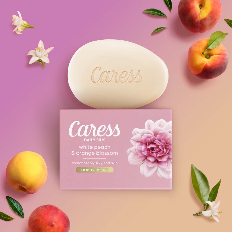 Caress Bar Soap for Women, Daily Silk White Peach & Orange Blossom for ...