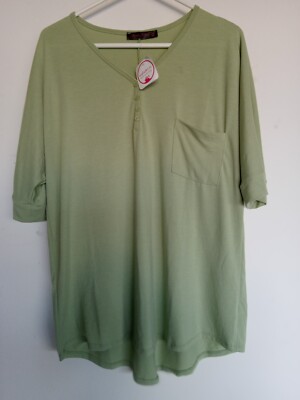 NWT's Plus size 2X green v-neck shirt by Shiela Rose. See photos. | eBay