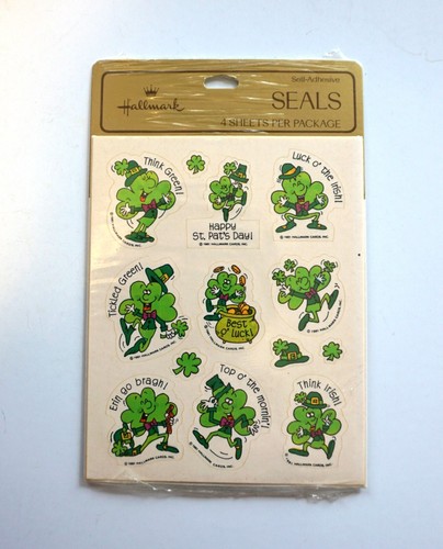 VTG Hallmark Stickers Seals St Patrick's Day 1981 New Sealed Package 4 ...