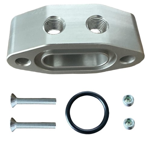 ICT Billet LS Twin Turbo Dual 1/8" NPT Oil Feed Line Adapter Plate LS1 ...