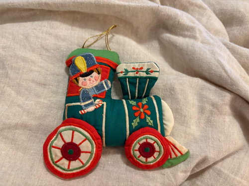 Vintage Steam Train Cloth Stuffed Christmas Ornament conductor | eBay