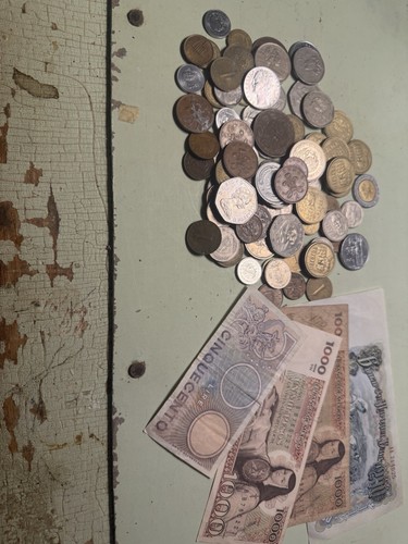 Mixed Foreign Bg Coins/bills, Eng,Mex,Germ,Bel,Ned,Fr,It,Ch,Arg,Bul,Leb ...