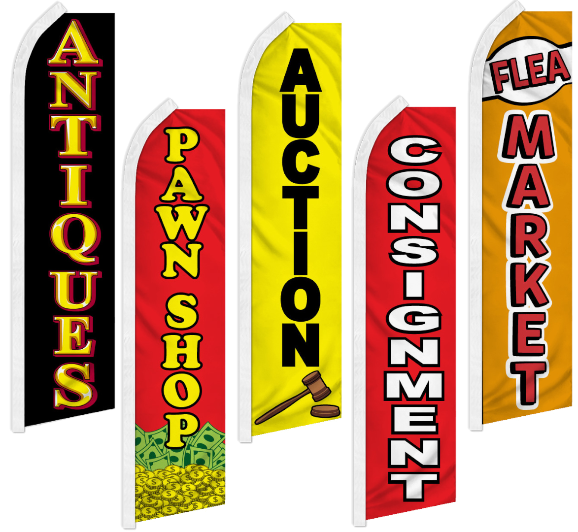 Thrift Advertising Swooper Flutter Feather Flag Pawn Consignment Flea ...