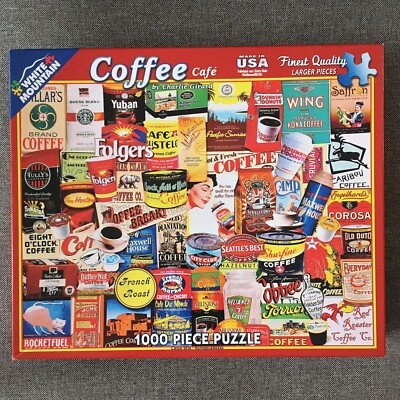 White Mountain 'Coffee Cafe' 1000 Piece Collage Puzzle Item #1074 ...
