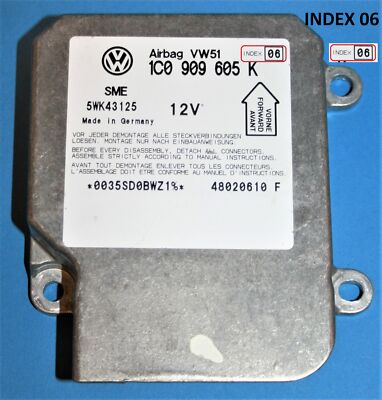 VW Polo 9N Airbag Crash Control Impact Sensor Module ECU 1C0909605K ...