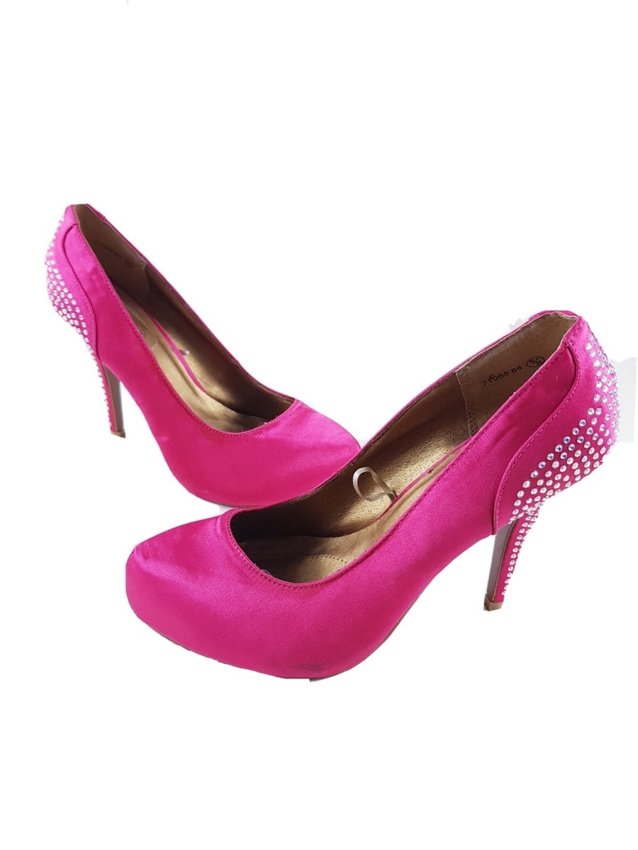 Hot Pink Shoes With Bling Chocolaticas® Pink Diamond Women's Mary