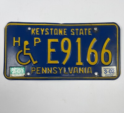 PENNSYLVANIA HANDICAP DISABLED License Plate HP E9166 WHEELCHAIR ...