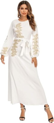HZUX Elegant Muslim Women's Long Dress Women Dubai Dress Kaftan Abayas ...