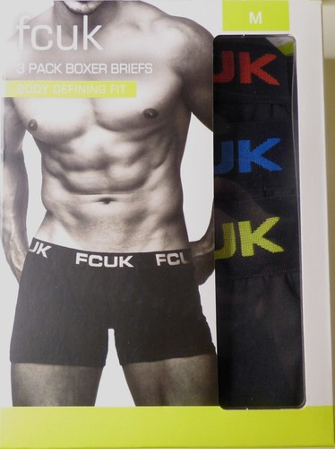 Men's fcuk 3 Pack Boxer Briefs Black Tag Free Moisure Wicking Sm to XXL ...