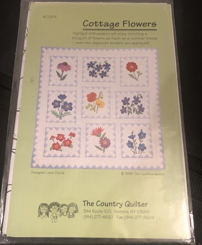 1998 Cottage Flowers Applique Quilt Pattern By Country Quilter | eBay