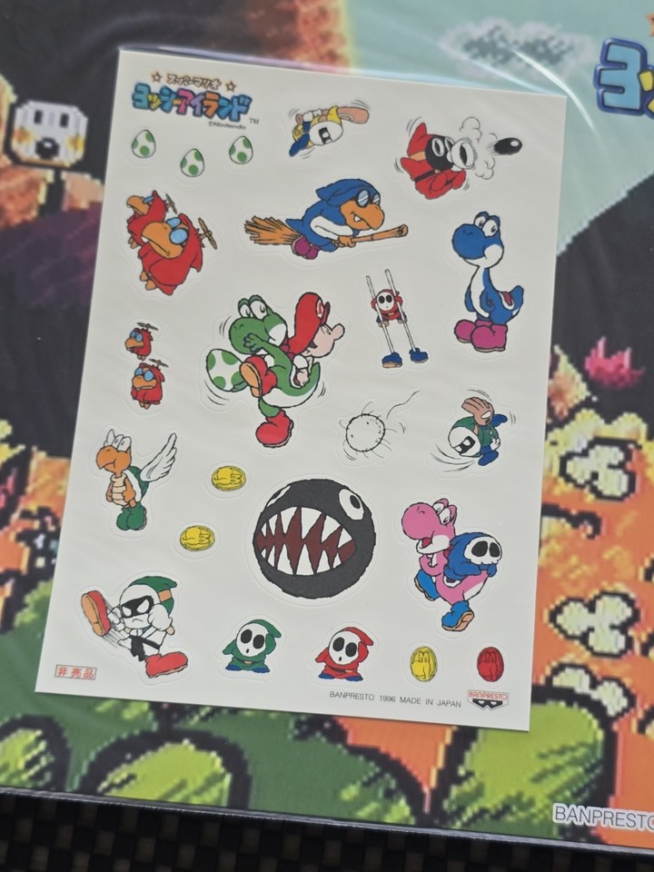 Vintage Nintendo Mario Yoshi's Island SNES Sticker Sheet Background ...