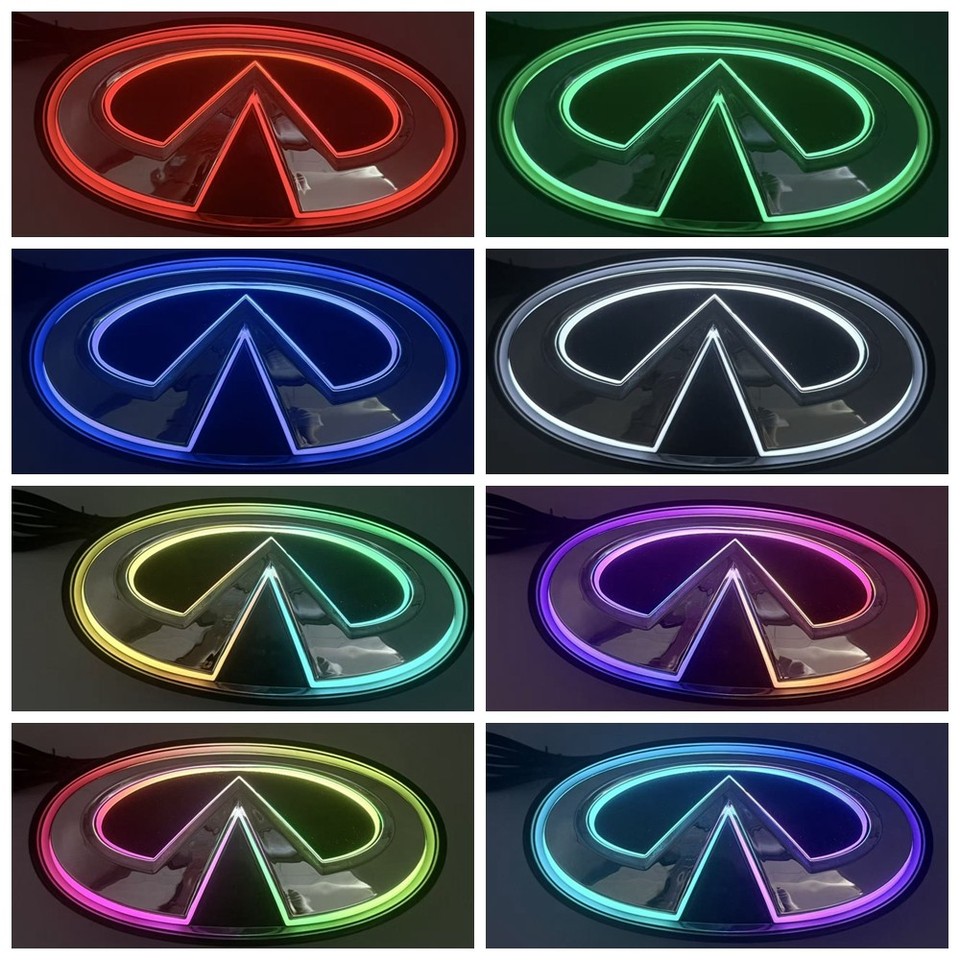 FOR INFINITI 2018-2024 Q50 RGB LED Front Grill Emblem Chrome Multicolor ...