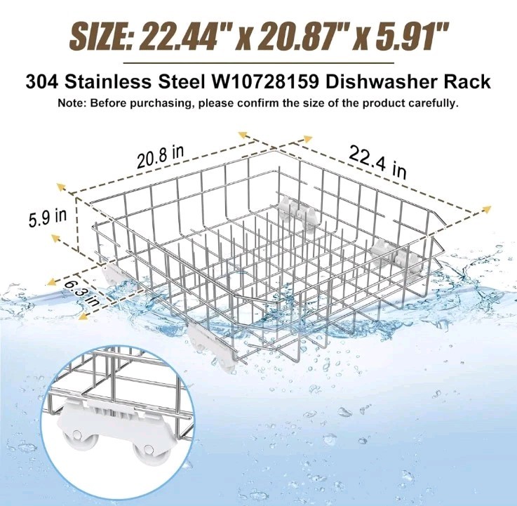 304 Stainless W10728159 W10525646 WP3376961 Dishwasher Wheels Lower ...