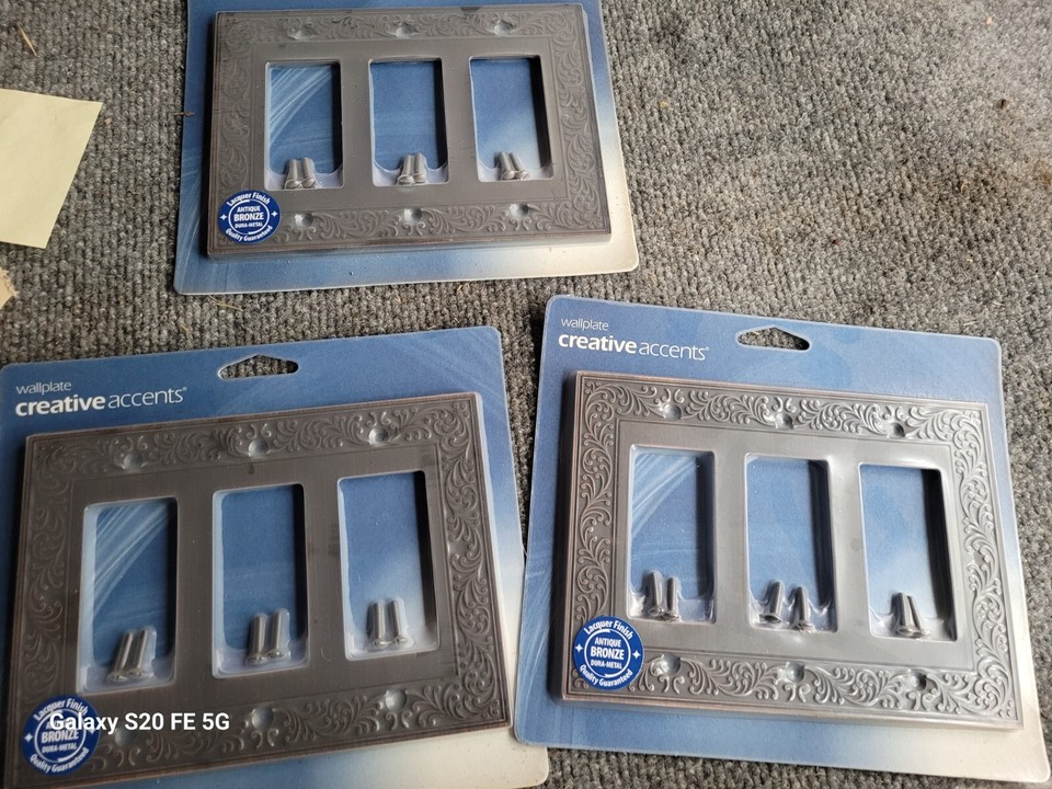 Creative Accents Lighting Plate Triple Rocker Wall Plate Antique Bronz ...