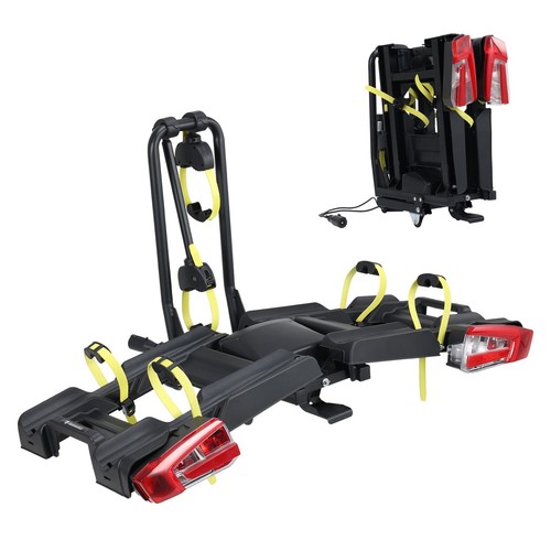 2 E-Bike Foldable Hitch Mount Rack with LED Light & Ramp and Lock Fits ...