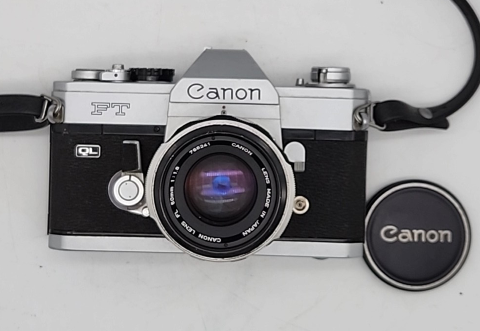 Canon 35mm Film Camera FT QL w/ 50mm f/1.8 Lens Case Made In Japan ...