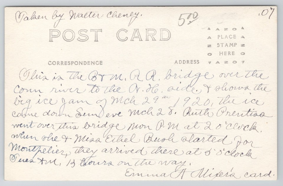 Postcard RPPC B&M Railroad Bridge Ice Jam March 1920 Brattleboro ...
