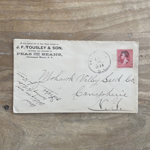 1898 Cover J F Tousley & Son Peas And Beans Pierrepont Manor New York ...