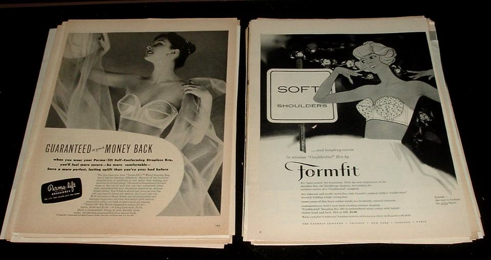 LQQK 50 vintage 1940s-60s FULL PAGE LADIES UNDERWEAR PRINT ADS, bras ...