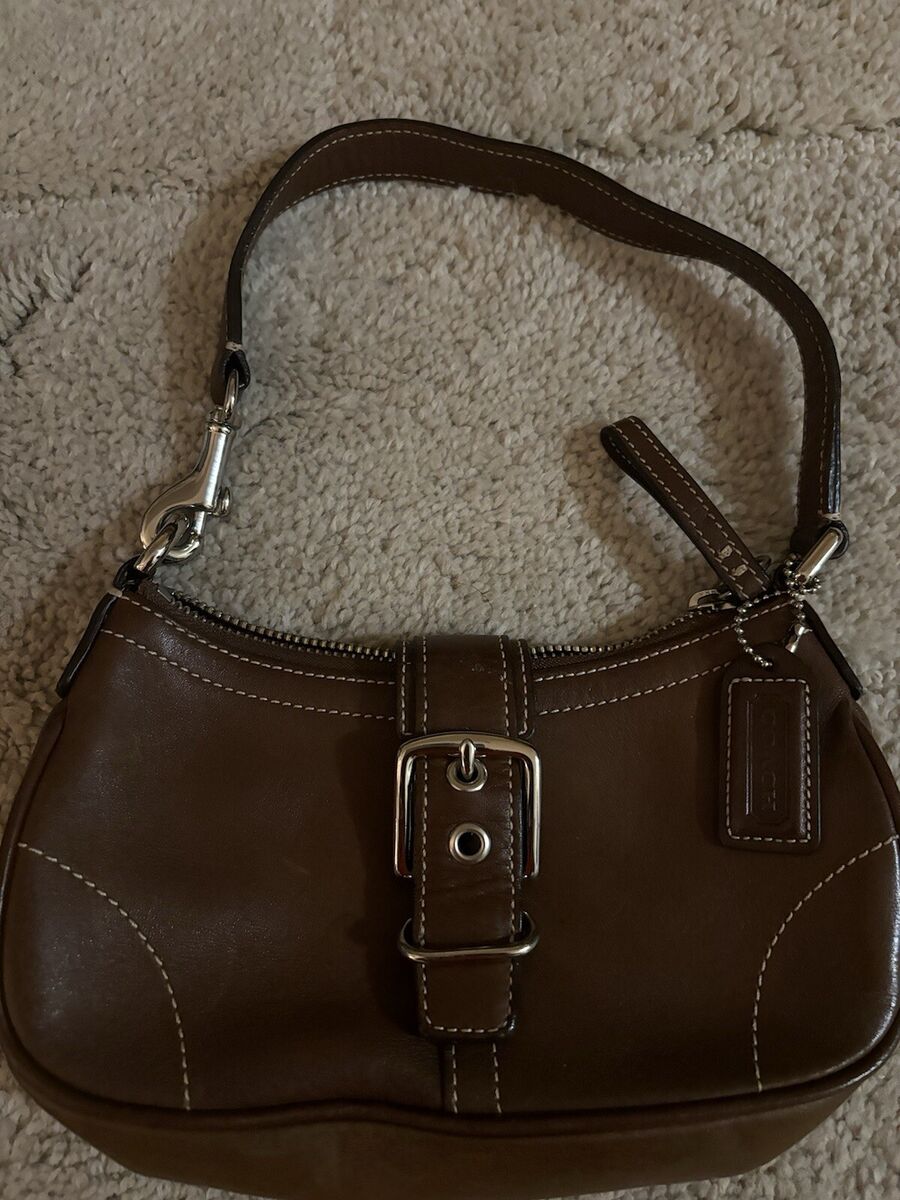 Coach Hamptons Leather Buckle Shoulder Hobo Bag “Barbie Bag Coach Hamptons Leather Buckle Shoulder Hobo Bag “Barbie Bag