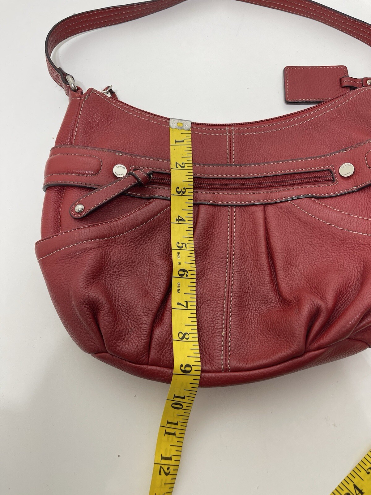 Tignanello Red Pebbled Leather Shoulder Handbag | eBay