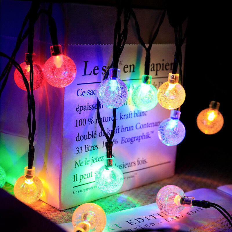 100LED SOLAR POWERED RETRO BULB STRING LIGHTS GARDEN OUTDOOR FAIRY ...