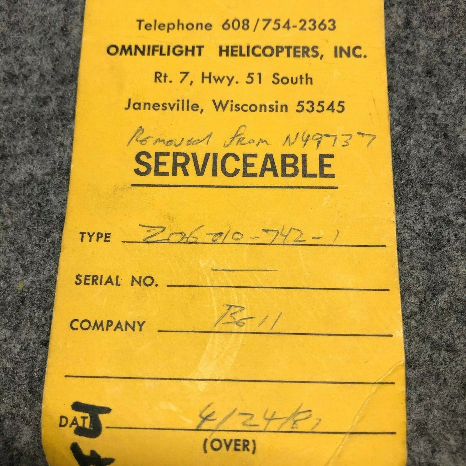 Bell 206 Helicopter Static Stop P/N 206-010-742-001 | eBay