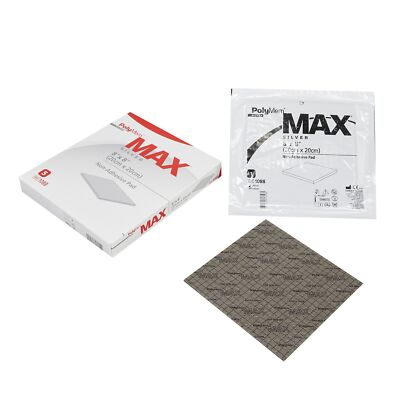 Polymem Max Silver 8" x 8" Non-Adhesive PolyMeric Membrane Dressing CA ...