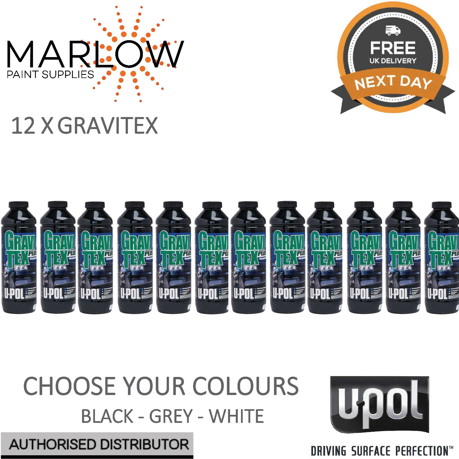 12 X U-POL GRAVITEX PLUS HS STONE CHIP UPOL, PROTECTER 1L - ANY MIX OF ...