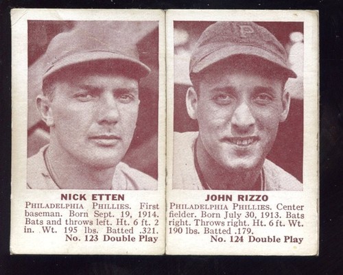 1941 Double Play Baseball Card HIGH #'s 123 & 124 Nick Etten & John Rizzo | eBay