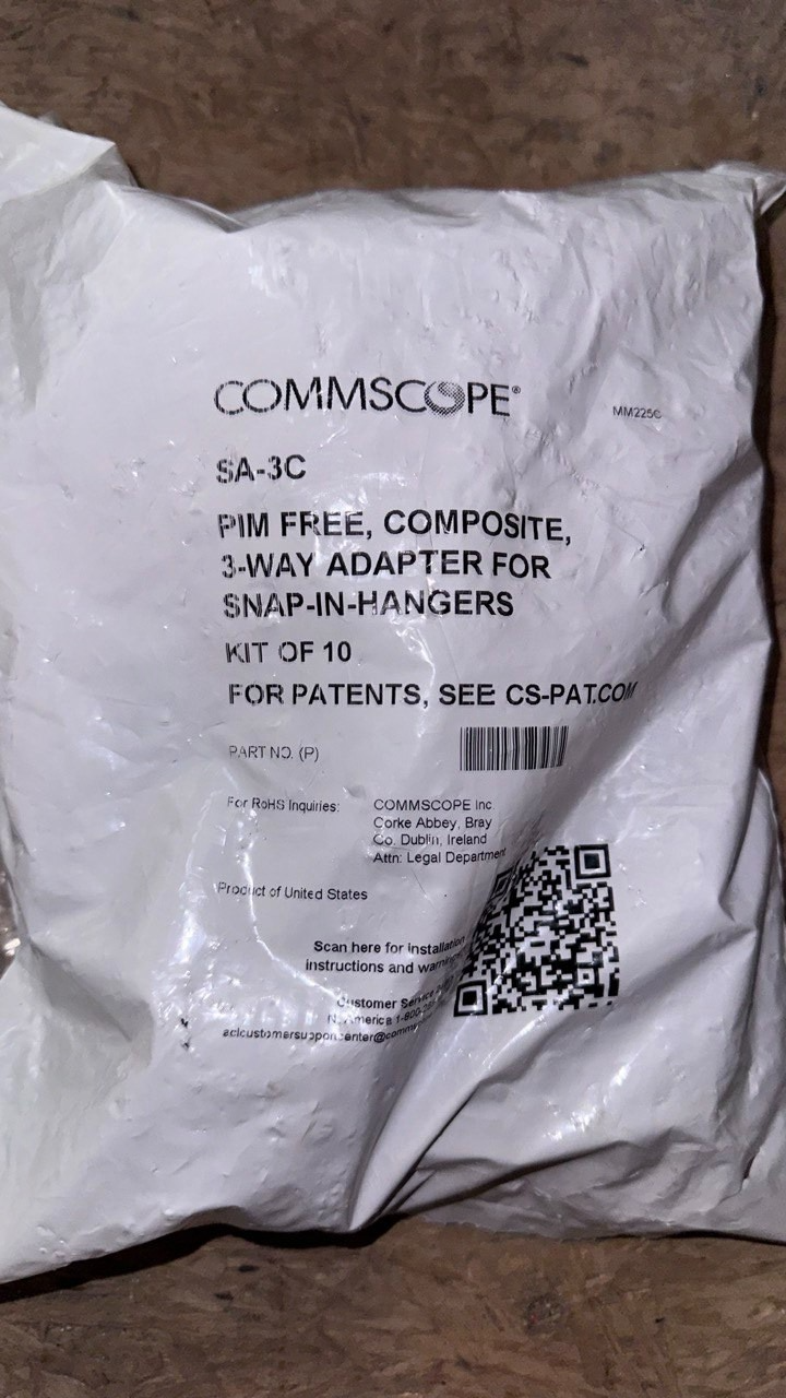 COMMSCOPE SA-3C PIM FREE COMPOSITE 3 WAY ADAPTER FOR SNAP IN HANGERS ...