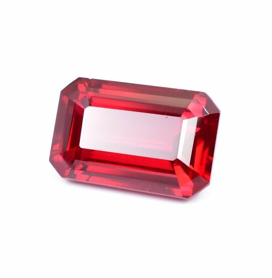 6.60Ct Natural Flawless Deep Red Burma Ruby Emerald Cut Loose Gemstone ...