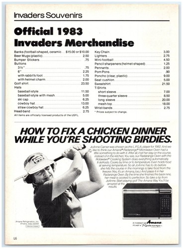 USFL Oakland Invaders Merch Prices JoAnne Carner LGPA magazine CLIPPING ...