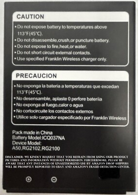 OEM Spce Battery for Franklin A50 RG2100 RG2102 | 5000mAh | Internal ...