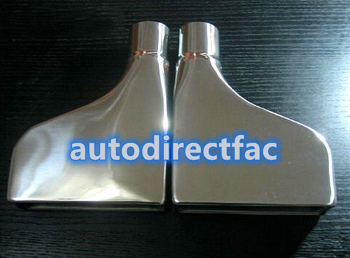 2pcs 2.3" 2.3inch inlet Stainless rectangle outlet rolled Exhaust Tip ...