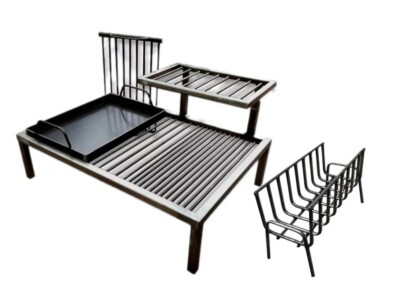 Iron Grill | Two-Level Iron Grill + Griddle +Fire Pit | Made with ...