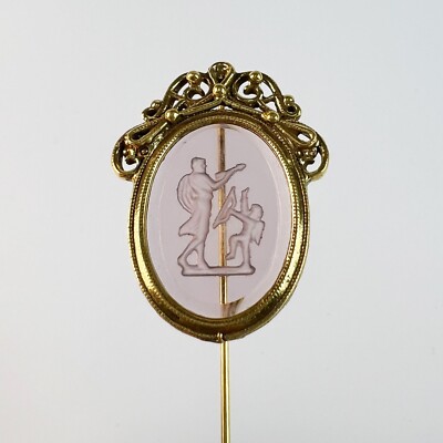 Vintage Victorian Revival Amethyst Glass Venus Cupid Intaglio Gold T ...