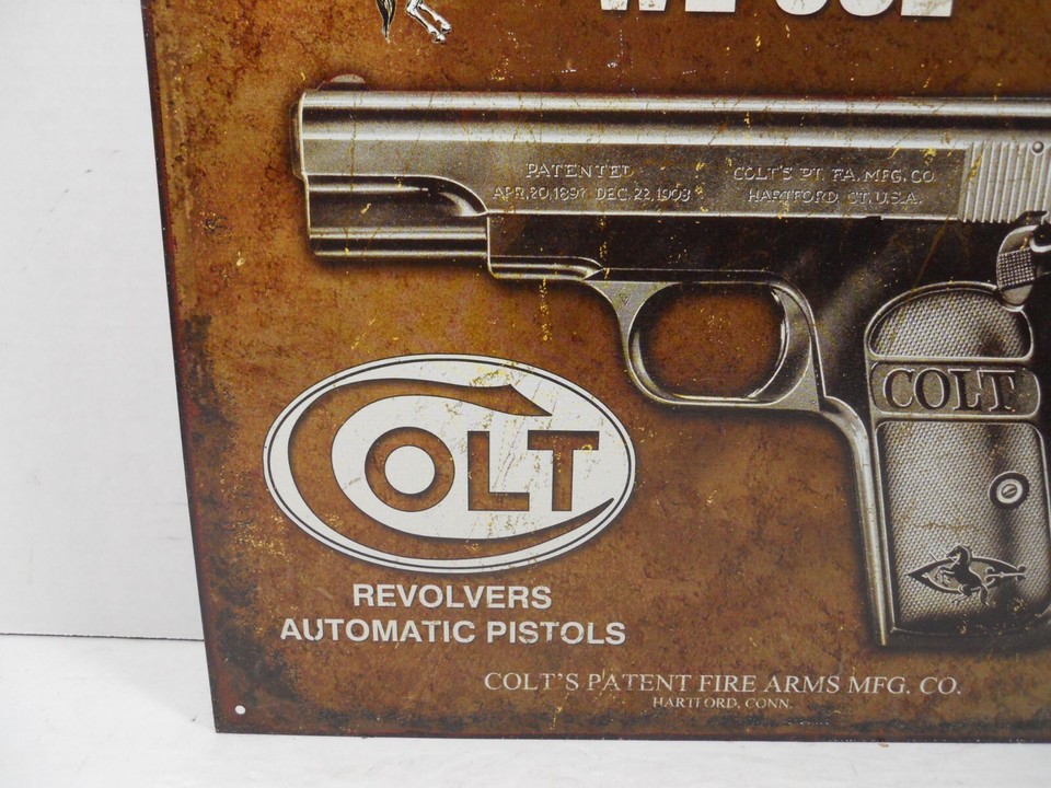 Smith & Wesson We Don't Call 911 tin metal sign Colt revolver automatic ...