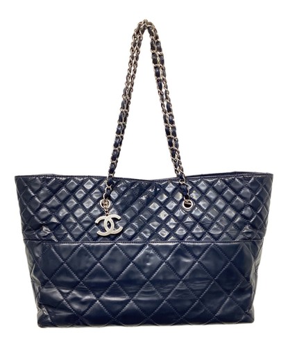 Authentic CHANEL Matelasse Coco Mark Tote Bag Handbag Enamel Patent ...