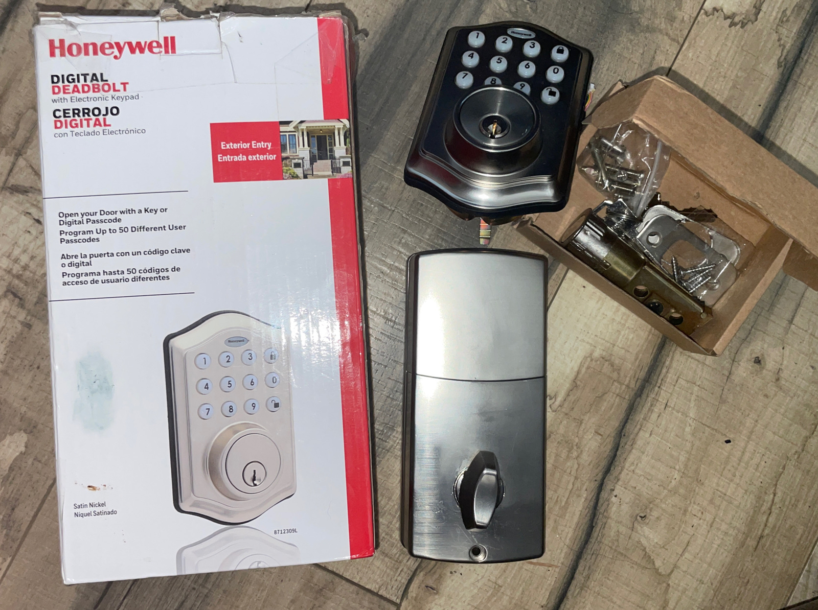 Honeywell Digital Deadbolt Electronic Keypad Satin Nickel Keyless Entry ...