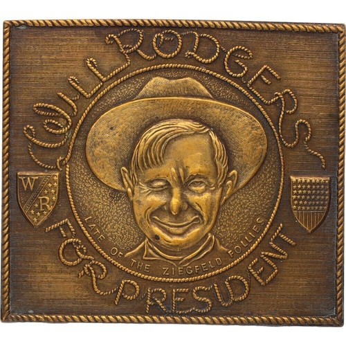Brass Will Rodgers For President Western Cowboy Actor 1970s Vintage ...