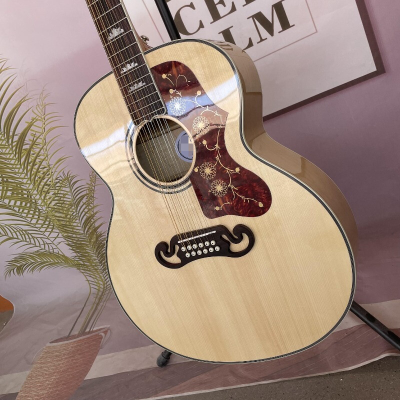 Jumbo Body 43''12 Strings Acoustic Electric Guitar Solid Spruce Top J ...