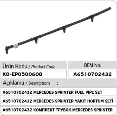 FUEL RETURN INJECTOR LEAK OFF PIPE FOR MERCEDES BENZ 6510702432 A651 ...