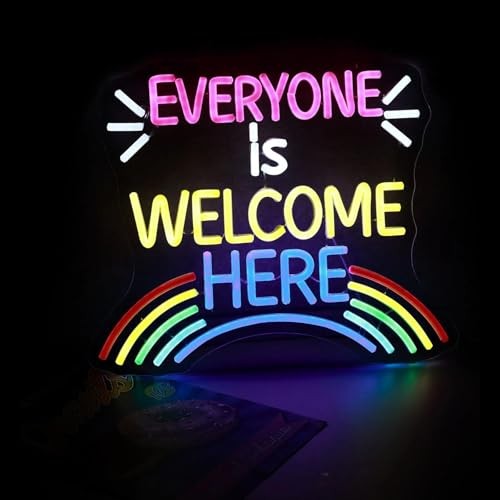 Everyone Is Welcome Here Neon Sign – Colorful Rainbow LED Light for ...