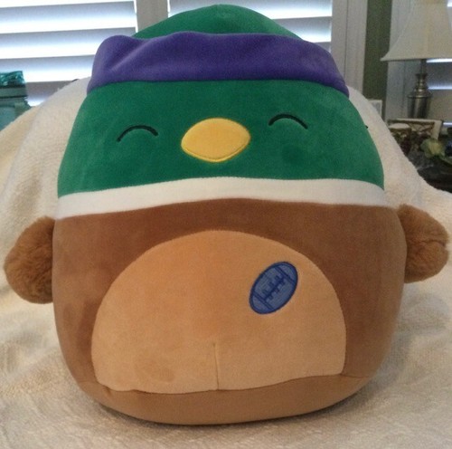 squishmallows 12" Avery the Green Mallard Duck purple headband football ...