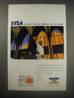 1990 Visa Credit Card Ad - Visa as easy to use abroad as at home | eBay